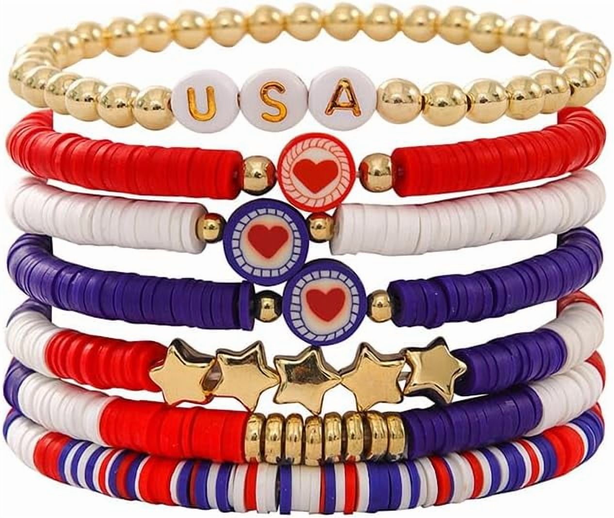 Independence Fine Day Clay Bead Bracelet 4th of July American Flag ...