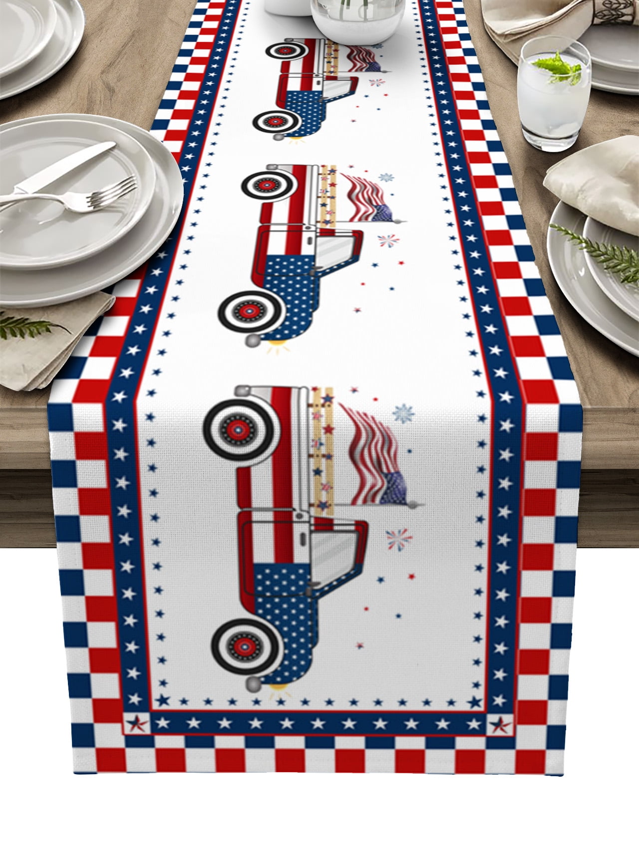 Independence Truck with Celebration Table Runner 70 Inches, Red Blue ...