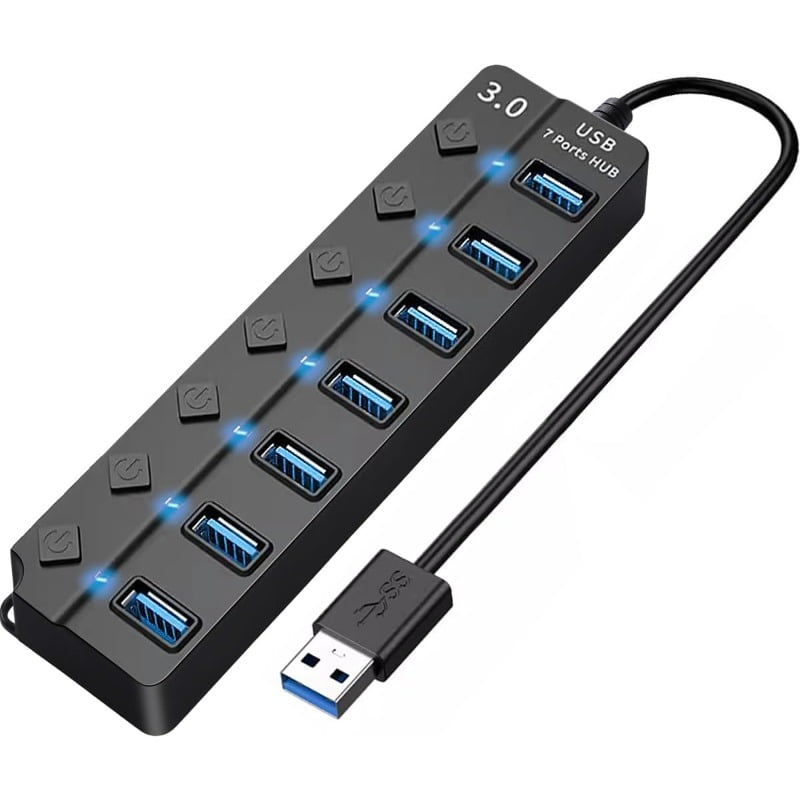 Independent Power Switch and LED On/Off 7-Port USB 3.0 Hub, Ultra-Slim ...