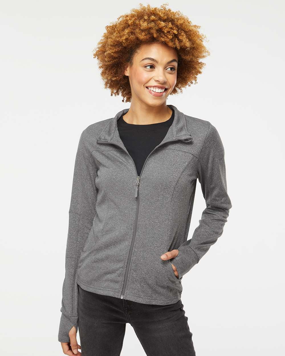 Independent Trading Co. Women 's Poly-Tech Full-Zip Track Jacket ...