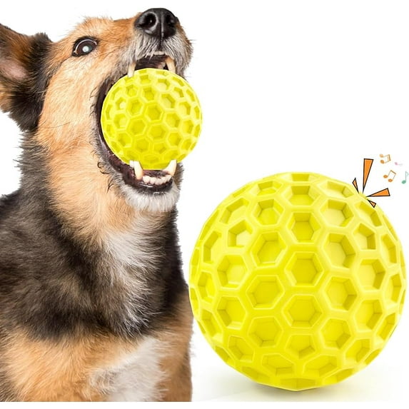 Indestructible Chew Ball for Aggressive Chewers - Durable Squeaky Dog ...