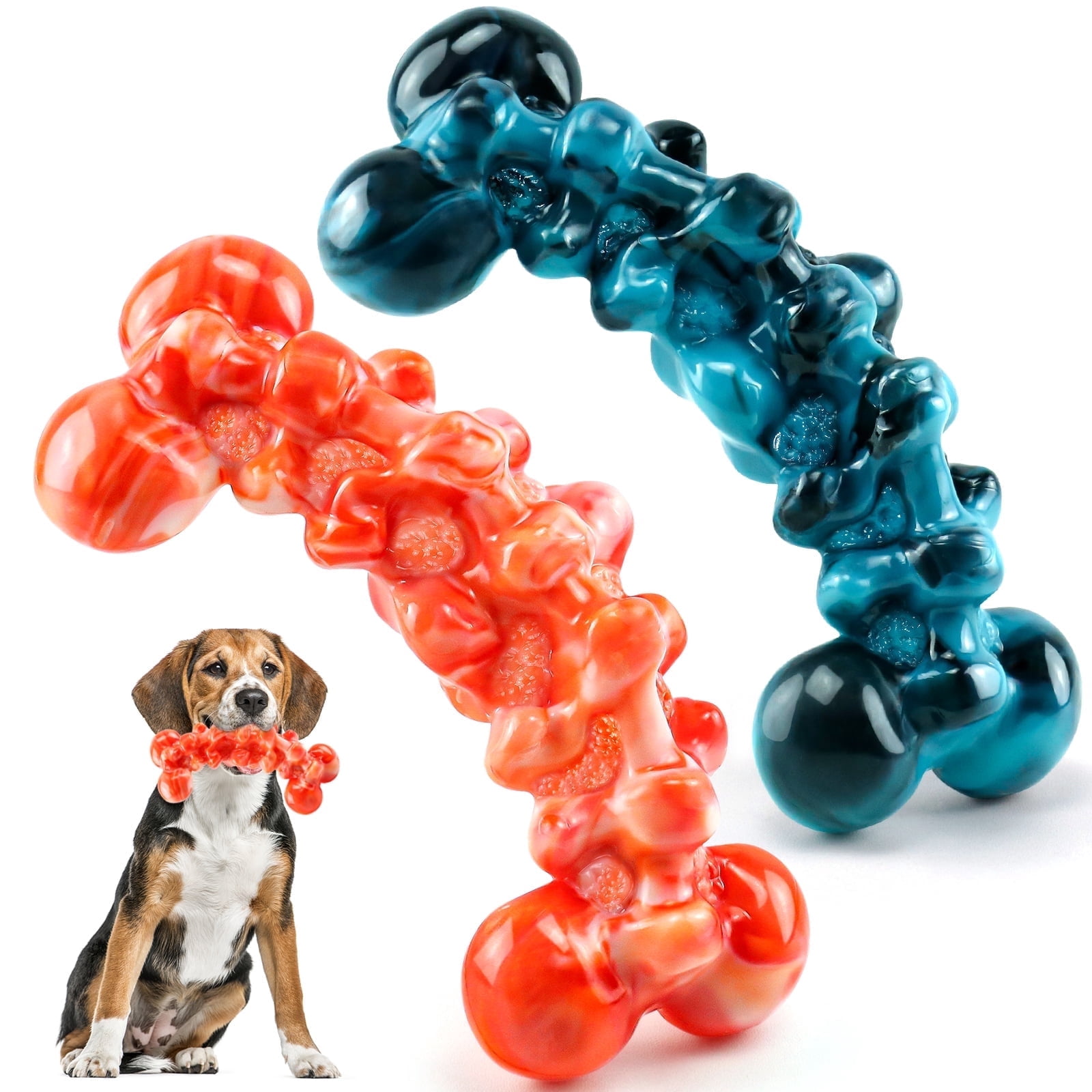 Indestructible Dog Chew Toys for Large Dogs 2 Pack, Tough Bone for ...