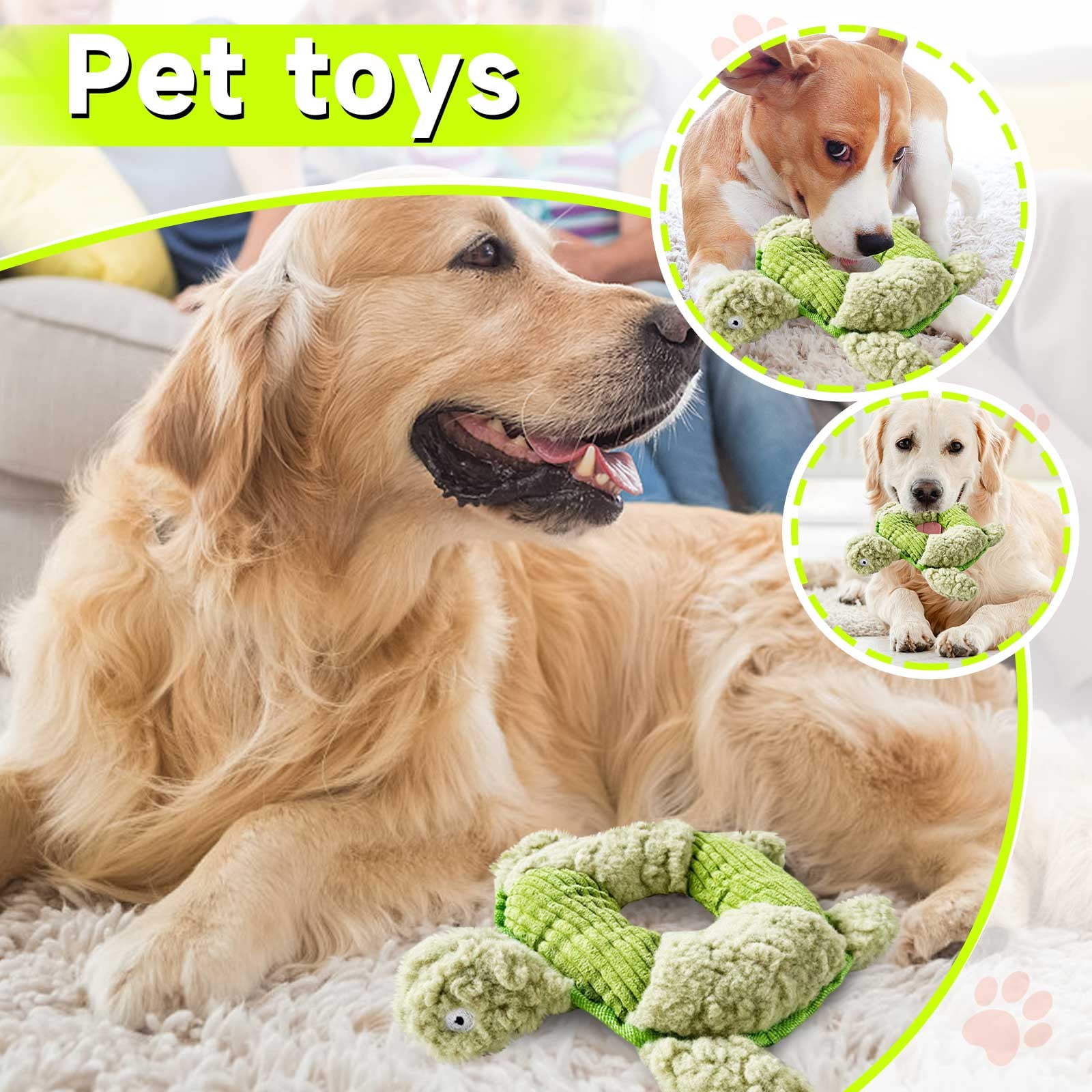 Indestructible Dog Toy with Plush and Cotton Rope, Squeaky and Chew ...