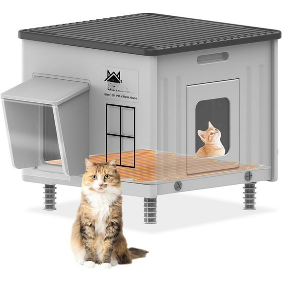Indestructible Heated House for Outside Cats Winter,Weatherproof ...