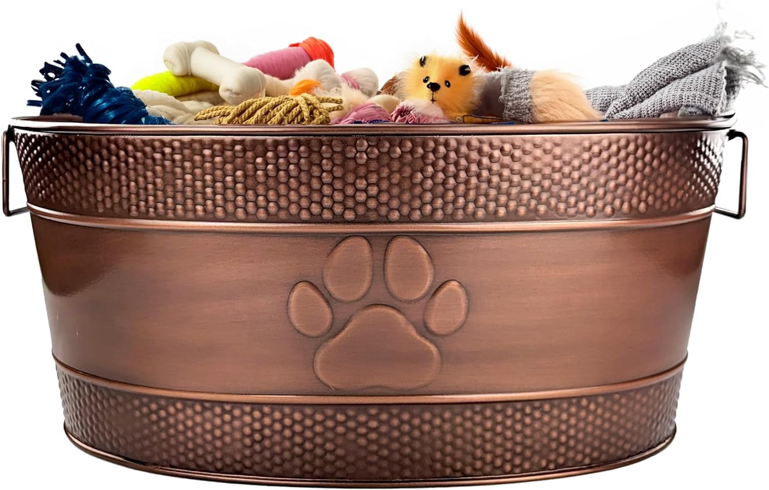 Indestructible Metal Dog Toy Bin - Copper Galvanized Storage Bin with ...
