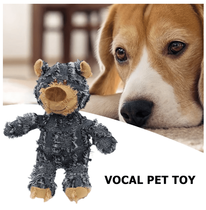 Indestructible Robust Bear Toy – Plush Squeaky Interactive Dog Toy for Heavy Chewers ...
