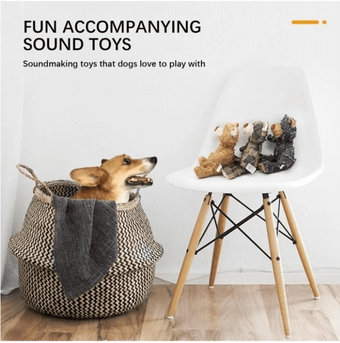 Indestructible Robust Bear Toy – Plush Squeaky Interactive Dog Toy for Heavy Chewers ...