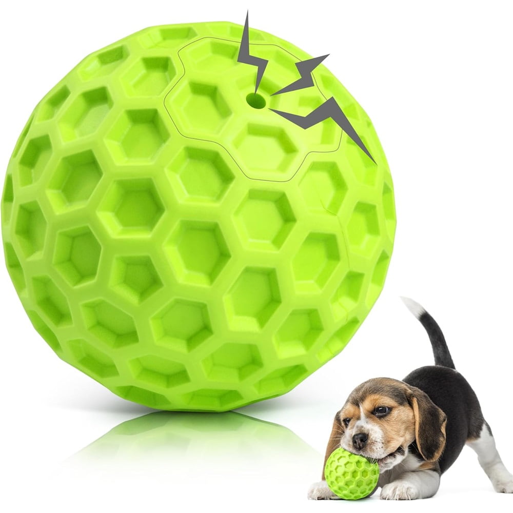 Indestructible Squeaky Dog Ball, Relieves Anxiety, Cleans Teeth ...