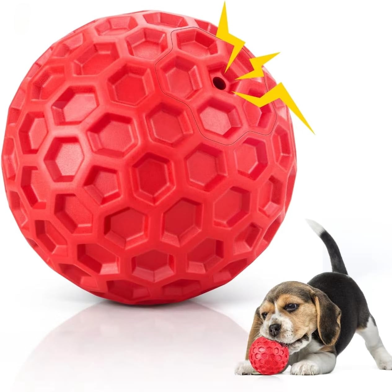 Indestructible Squeaky Dog Ball, Relieves Anxiety, Cleans Teeth ...