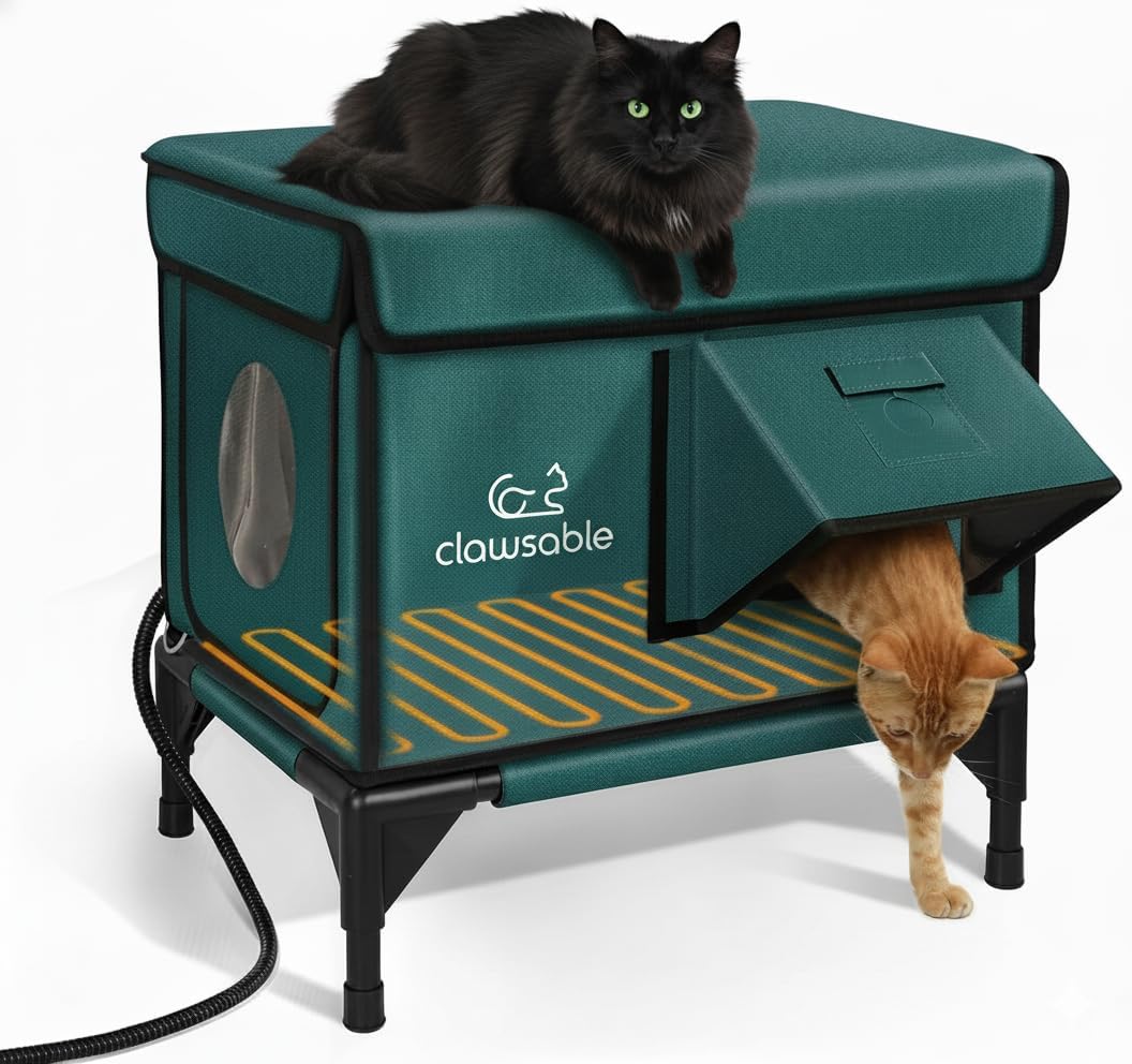 Indestructible X-Large Heated Cat House for Outside Winter, 100% ...