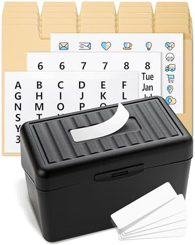 Index Card Box 3x5 - Recipe Box with Manila Dividers & Stickers ...