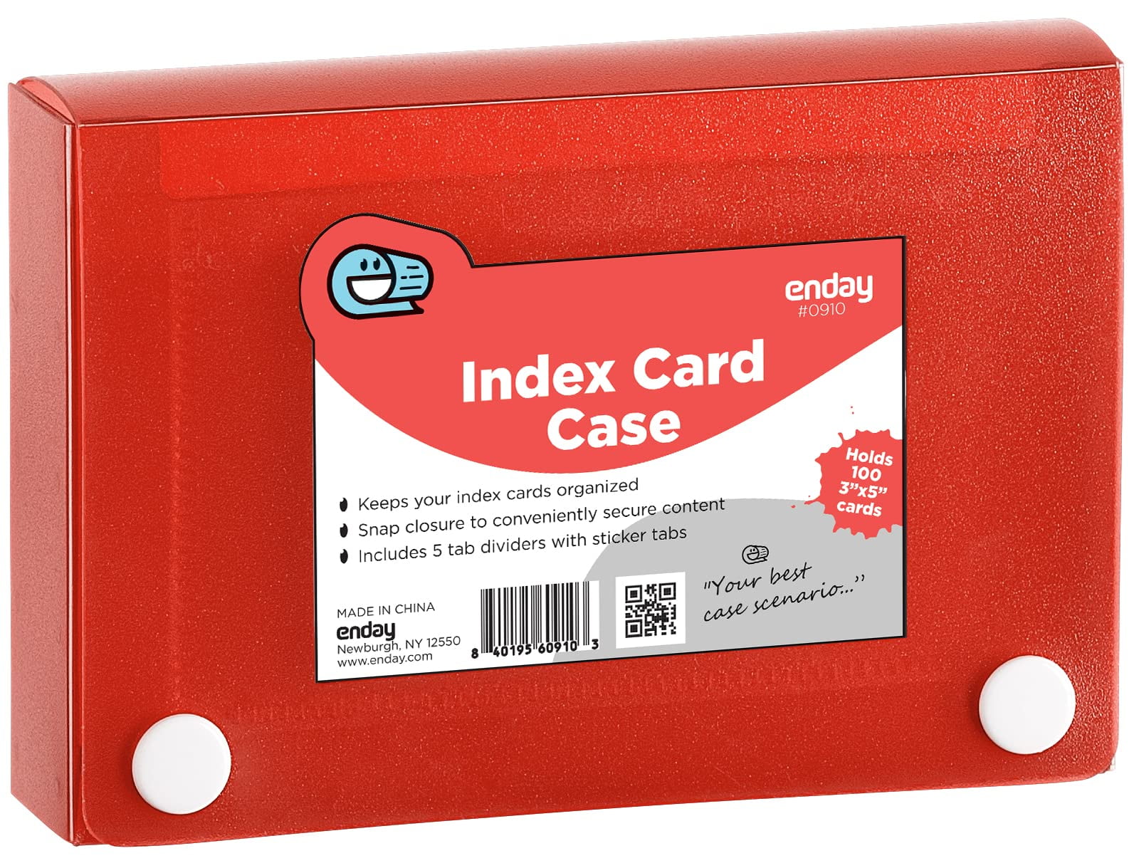 Index Card Holder Red, 3x5 Note Flash Card Organizer Case, File Box ...