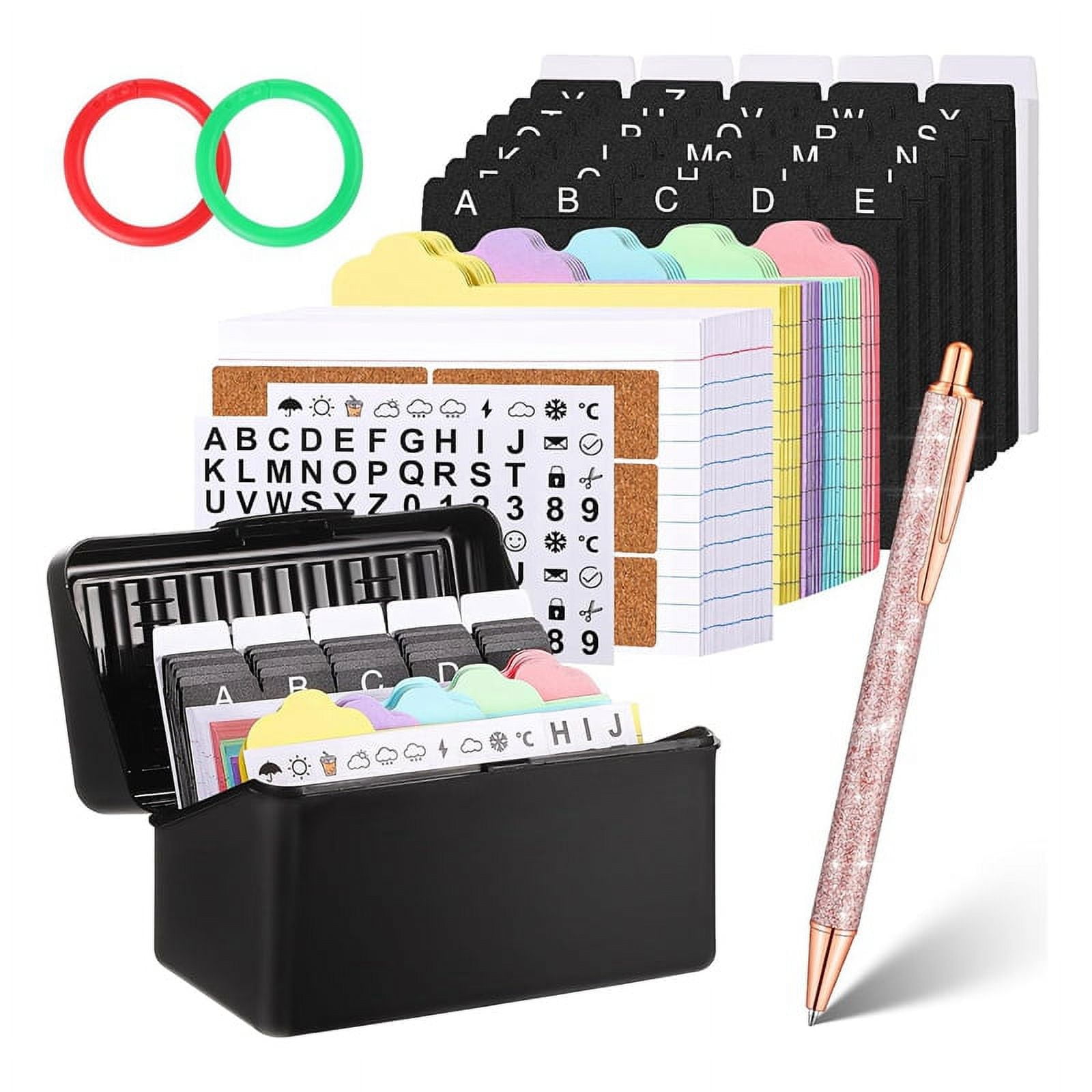 Index Card Holder with Lock, Index Card Box Fits 3X5-Inch Flash Cards ...