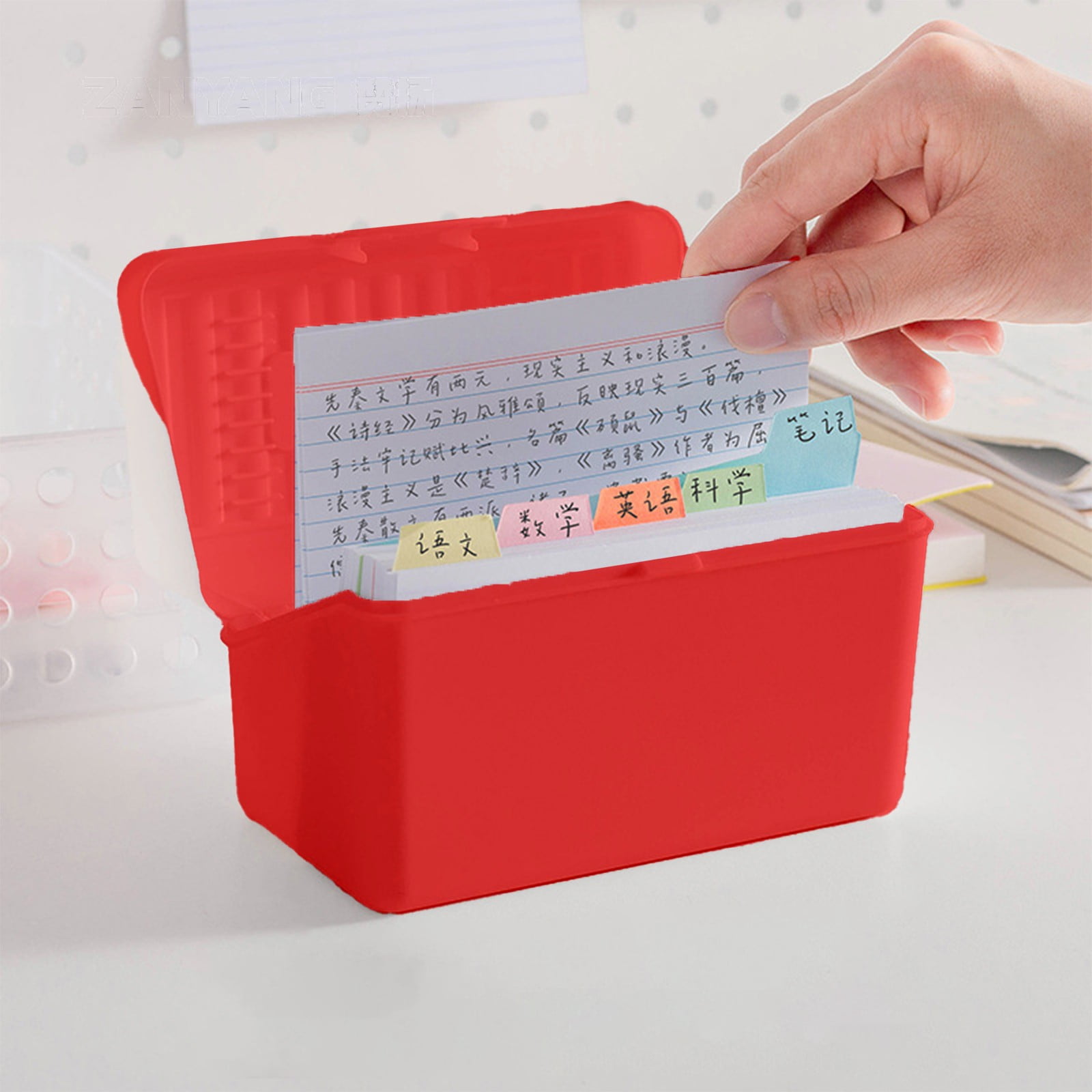 Index Card Storage Box, Red C, 2Pc Black Plastic Index Card Storage ...