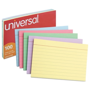 Ruled Index Cards, 4 x 6, Blue/Violet/Canary/Green/Cherry, 100/Pack ...
