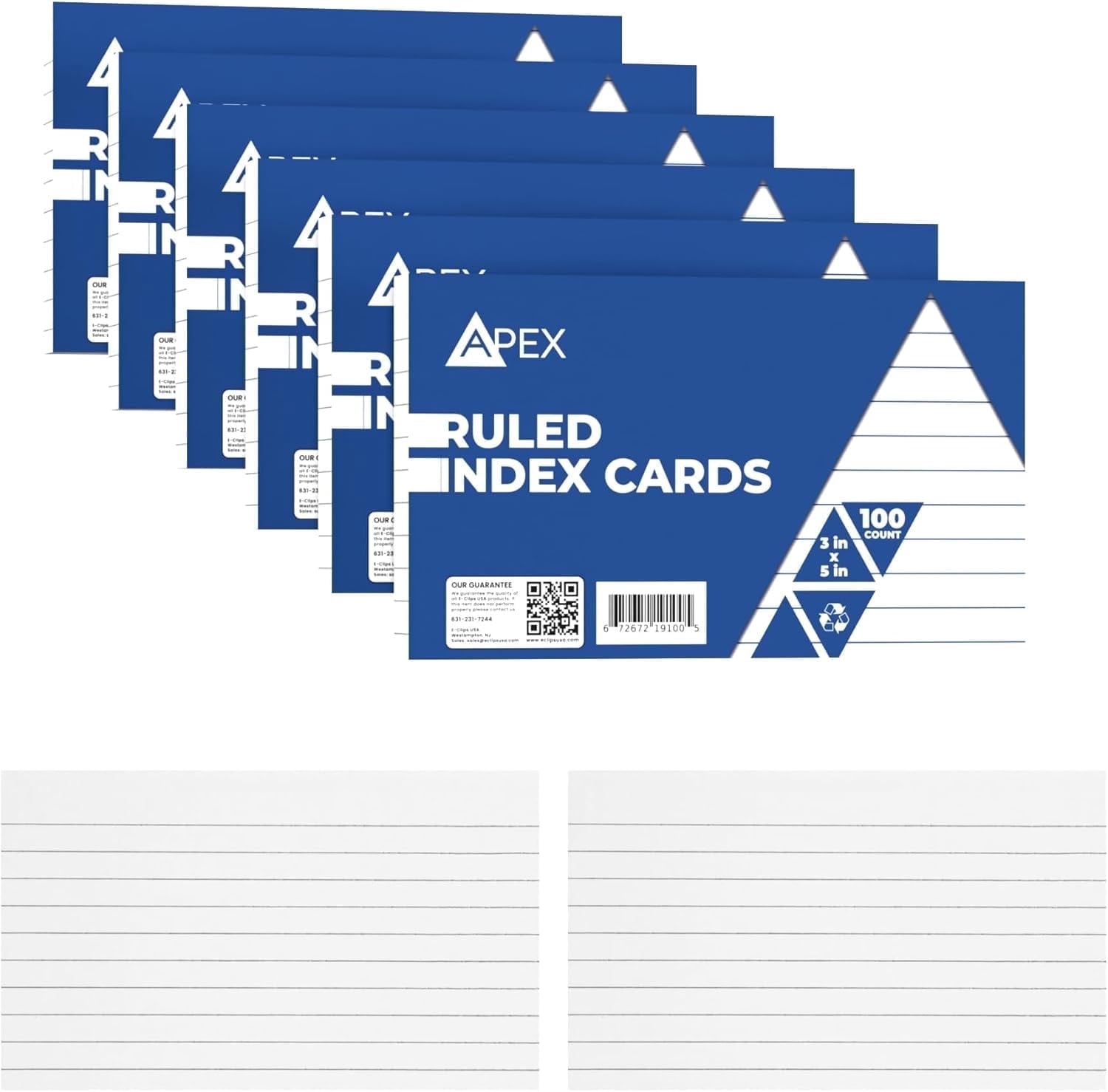 E-Clips USA 3” x 5” Index Cards White Flashcards, 6-Pack (100 Cards Per ...