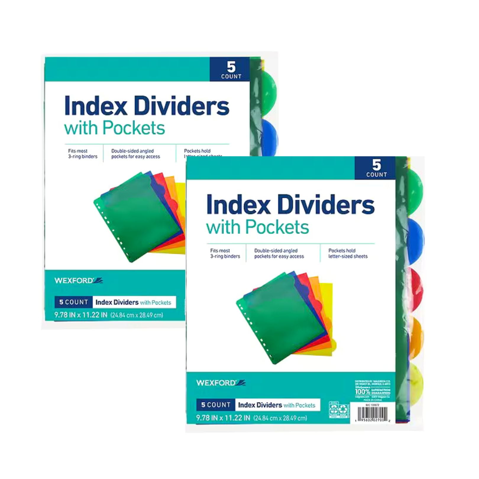 Index Dividers with Pockets, Multicolor, 5 Count, 2 Pack - Walmart.com