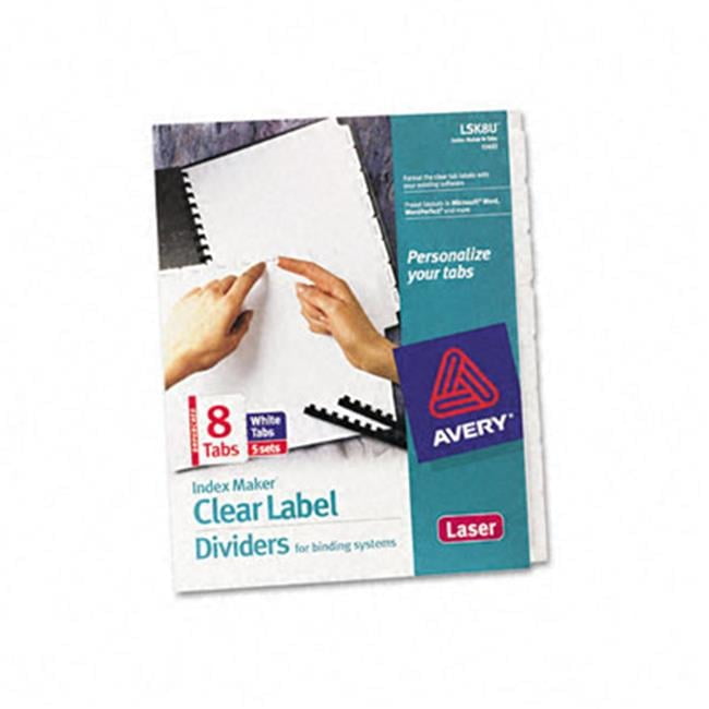 Index Maker Clear Label Unpunched Divider Eight-Tab Letter White Five ...