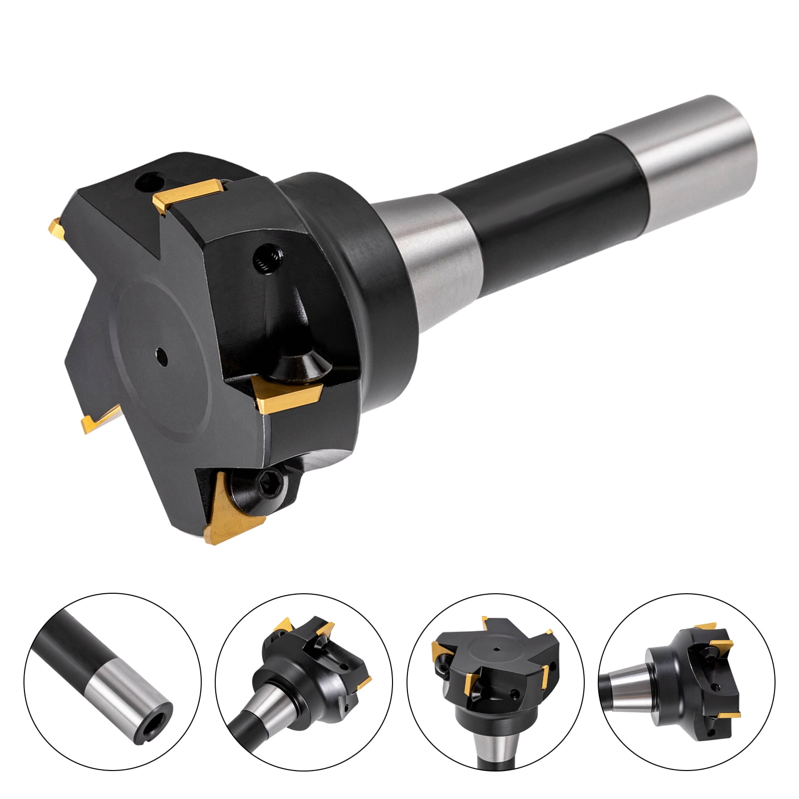 Indexable End Mill, R8 Shank, 3"Cutting Depth, 90 Degree, Milling Lathe ...