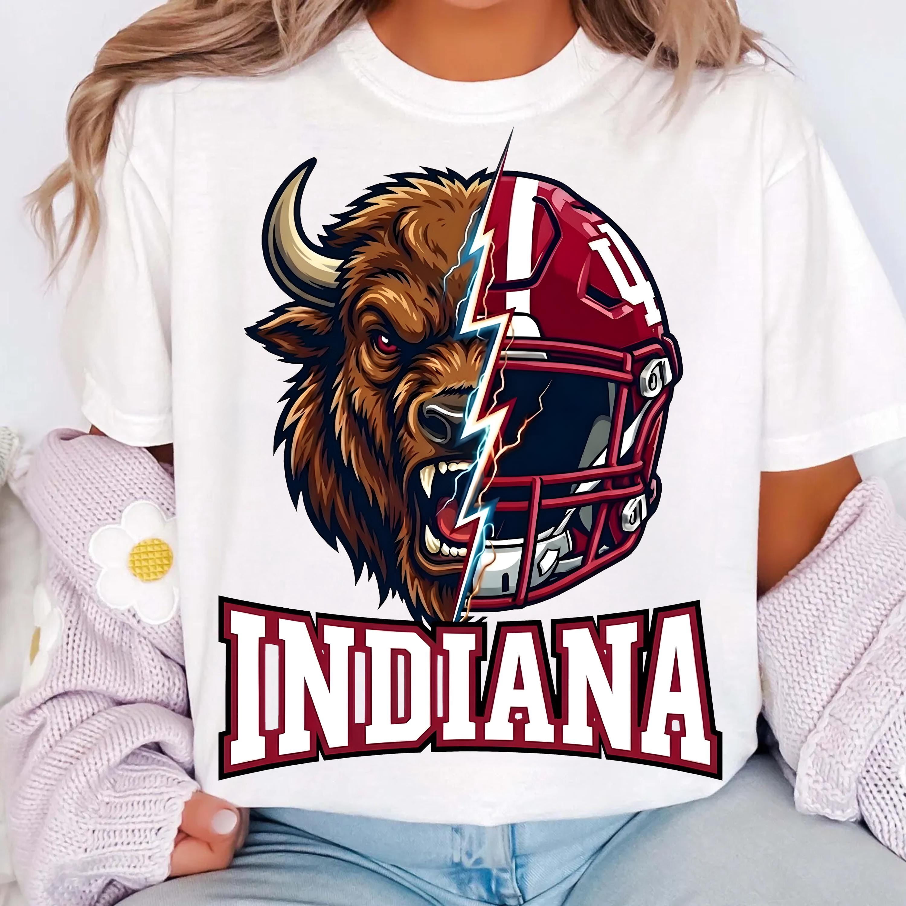 Indi@na Football Helmet T-Shirt, Crimson Red Splatter Shirt - Walmart.com