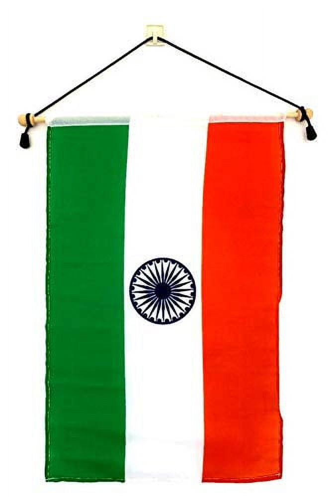 India 12"x18" Polyester Flag Wall Banner with Birch Wood Pole - Walmart.com