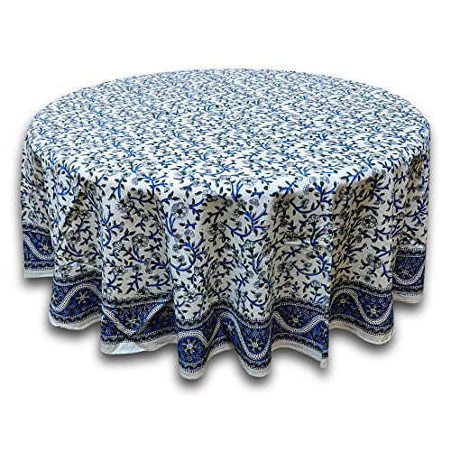 India Arts Hand Block Print Floral Tablecloth Round Cotton Table Linen ...