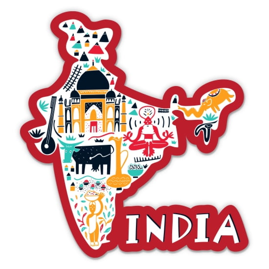 India Country Shape - 8" Vinyl Sticker - For Car Laptop I-Pad ...