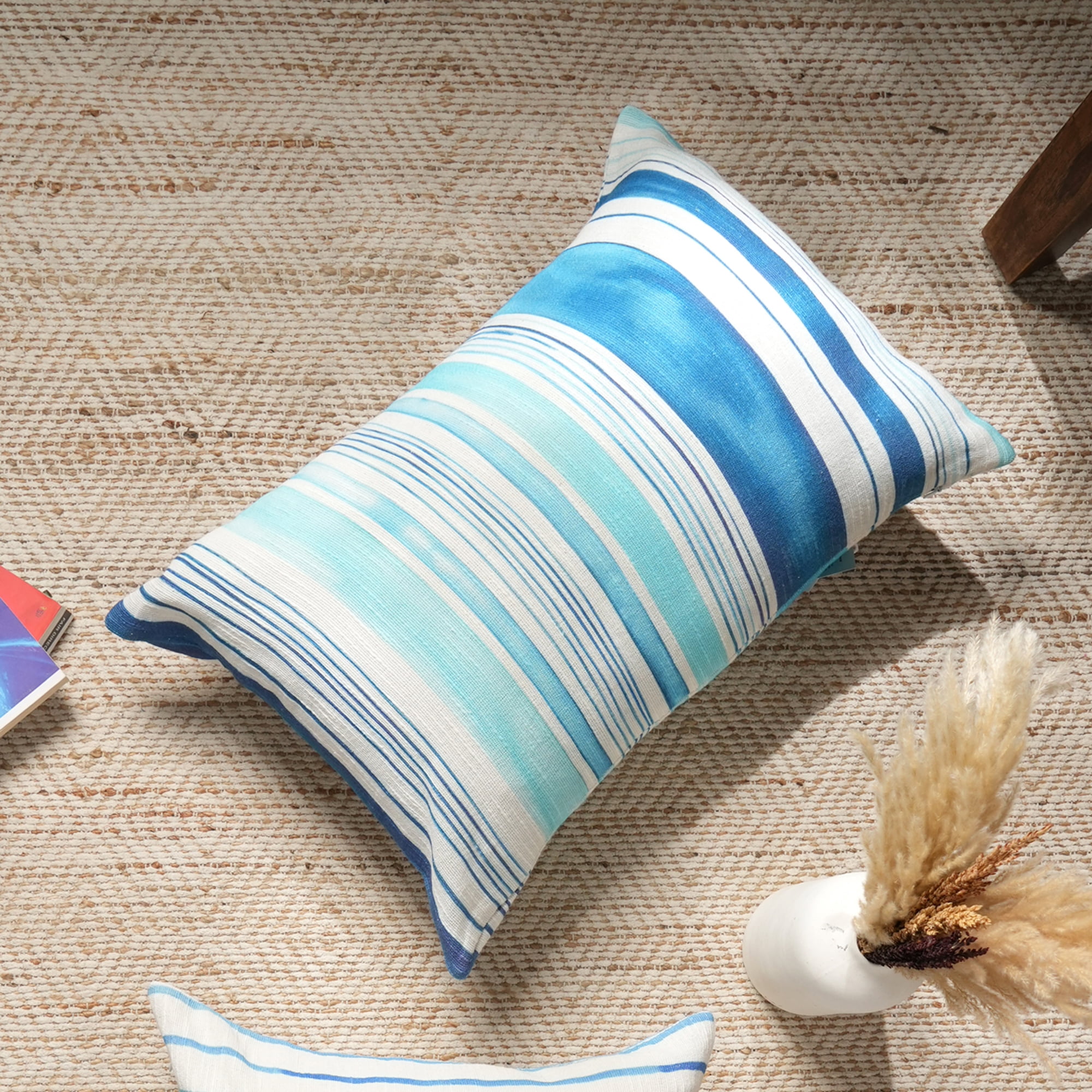 Expobazaar Handcrafted 100% Cotton Oceanic Mirage Lumbar Pillow - 24"x16" - Walmart.com