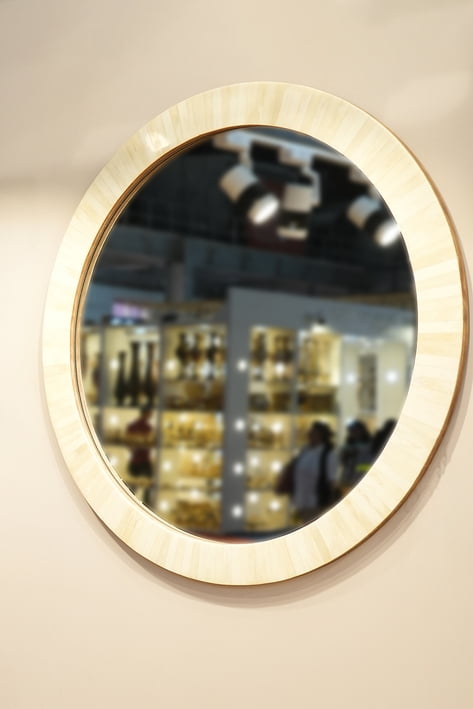 Expobazaar Handcrafted Brick Pattern Inlay Round Mirror Frame with ...