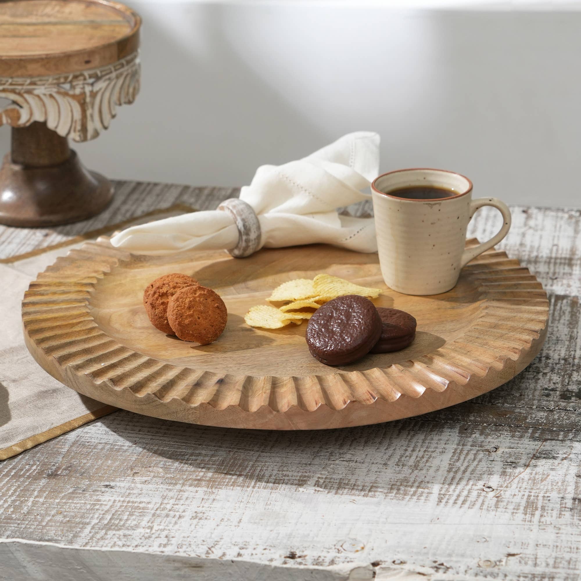 Expobazaar Premium Mango Wood Rotating Serving Tray - Riya Lazy Susan ...