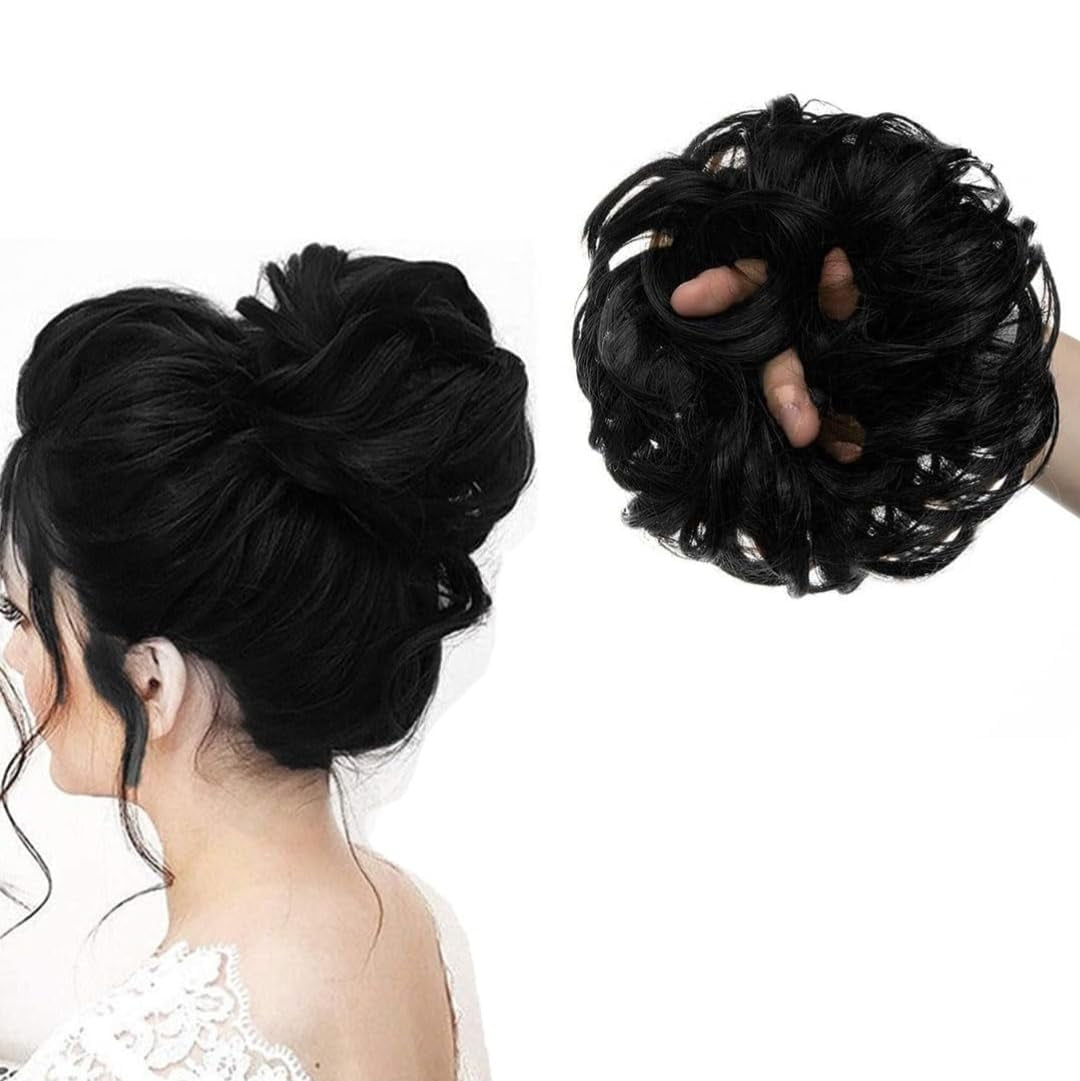 India Fashion kart iFkart Messy Bun Hair Piece Wavy Curly Fake Hair ...
