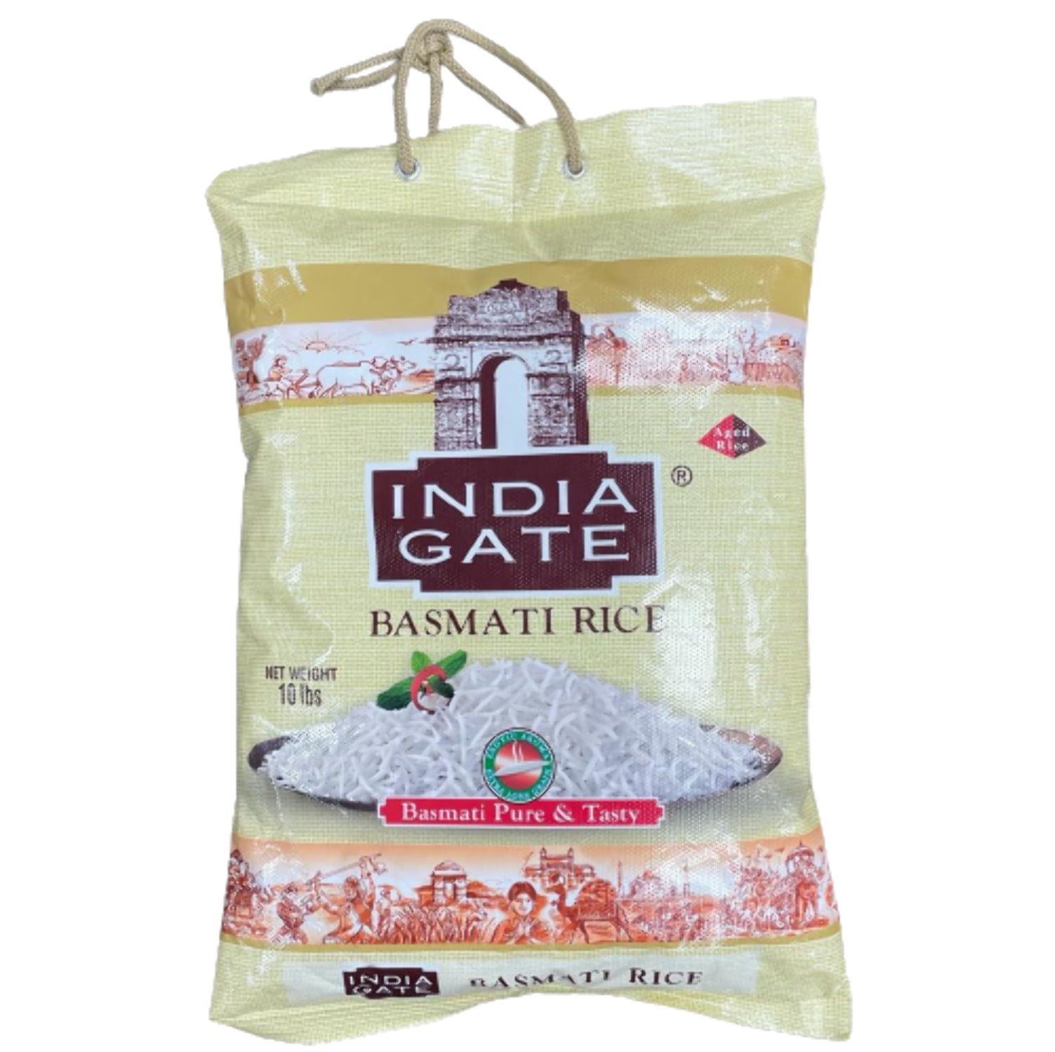 India Gate Basmati Rice - 10 LB (Jute Design Bag) - Walmart.com