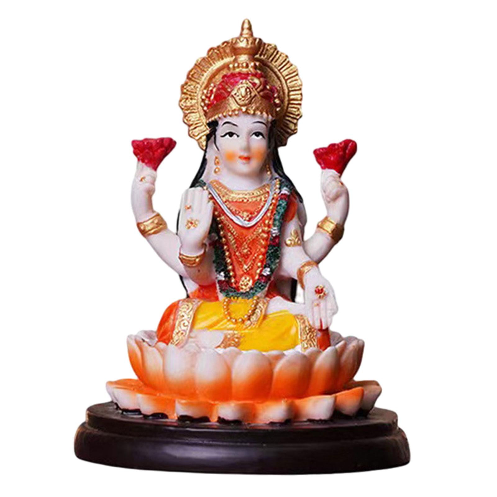 India Hindu Goddess on Lotus Statue Sculpture 4.3inch Tall Decorative ...