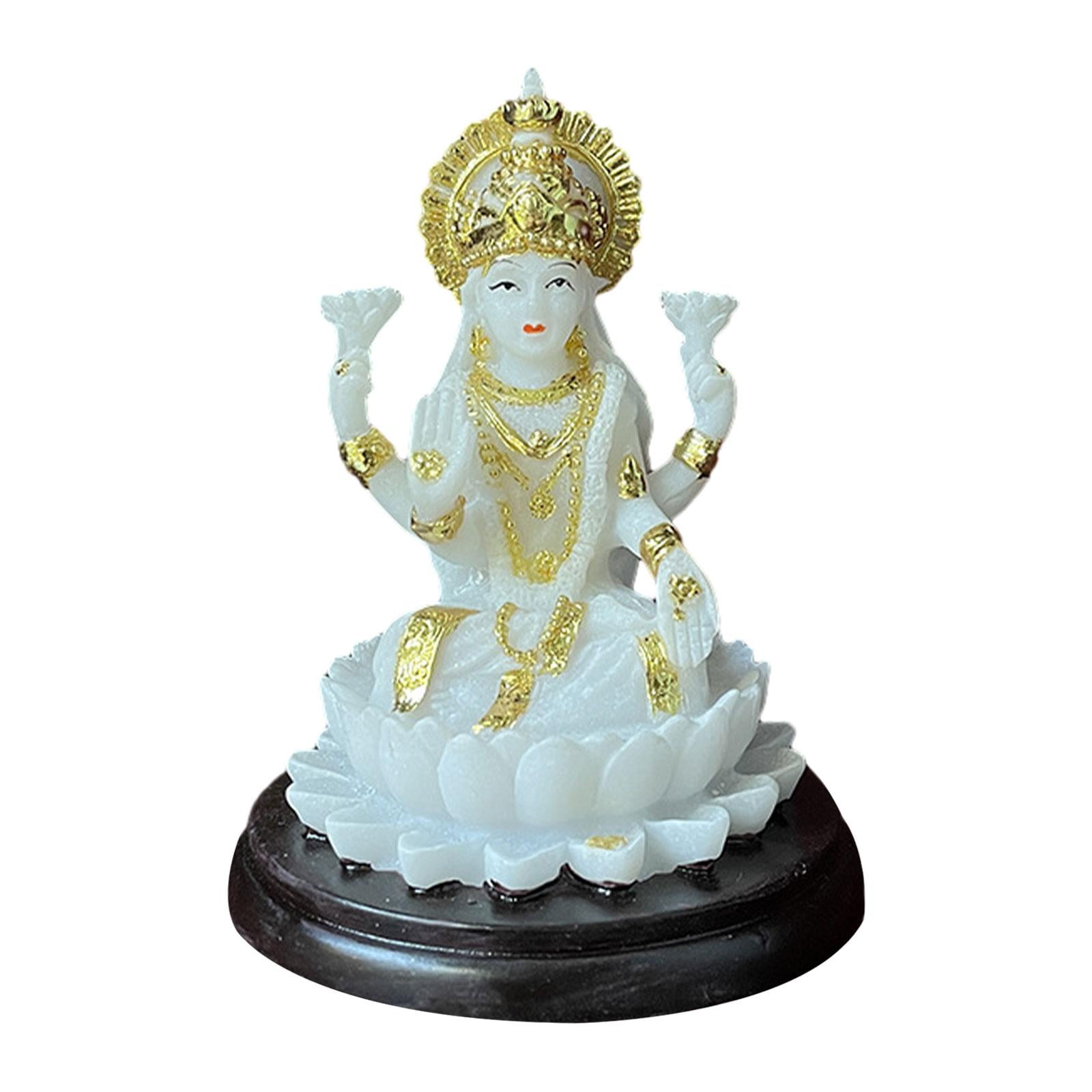 India Hindu Goddess on Lotus Statue Sculpture 4.3inch Tall Decorative ...