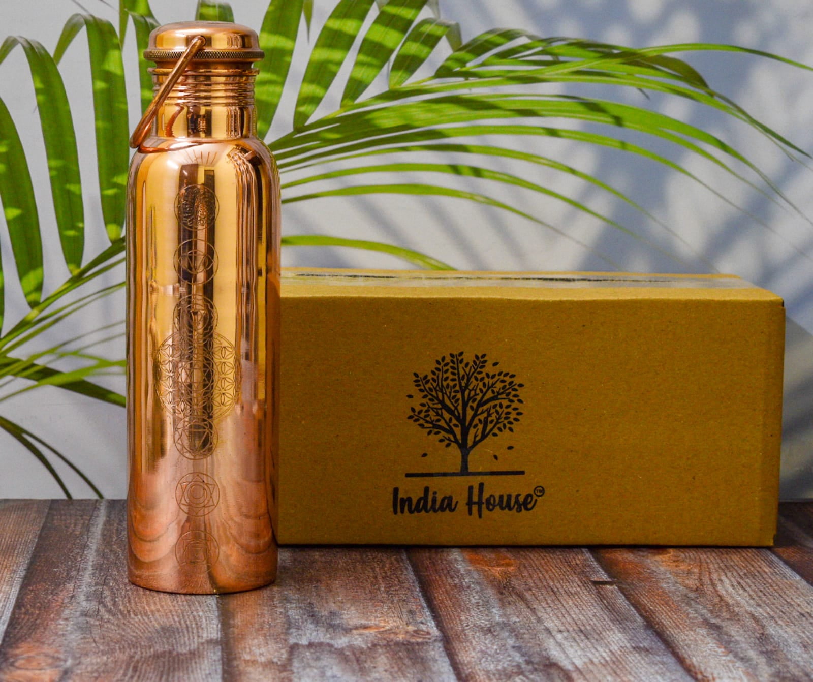 India House-Pure Copper Water Bottle | Seamless Leak Proof 7 Chakra ...