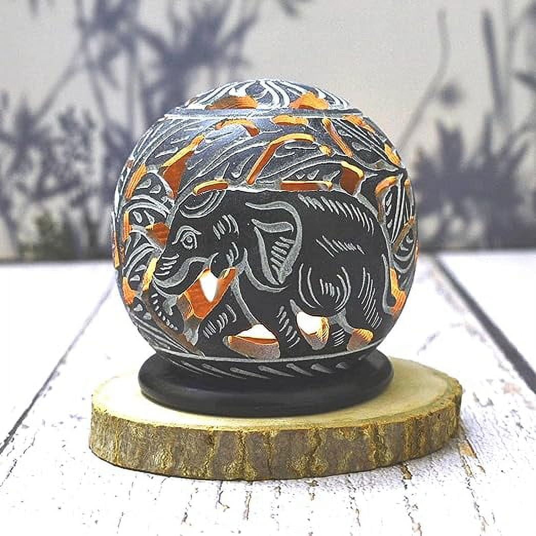 India House-Tealight Stone Carved Candle Holder Soapstone Handicraft ...
