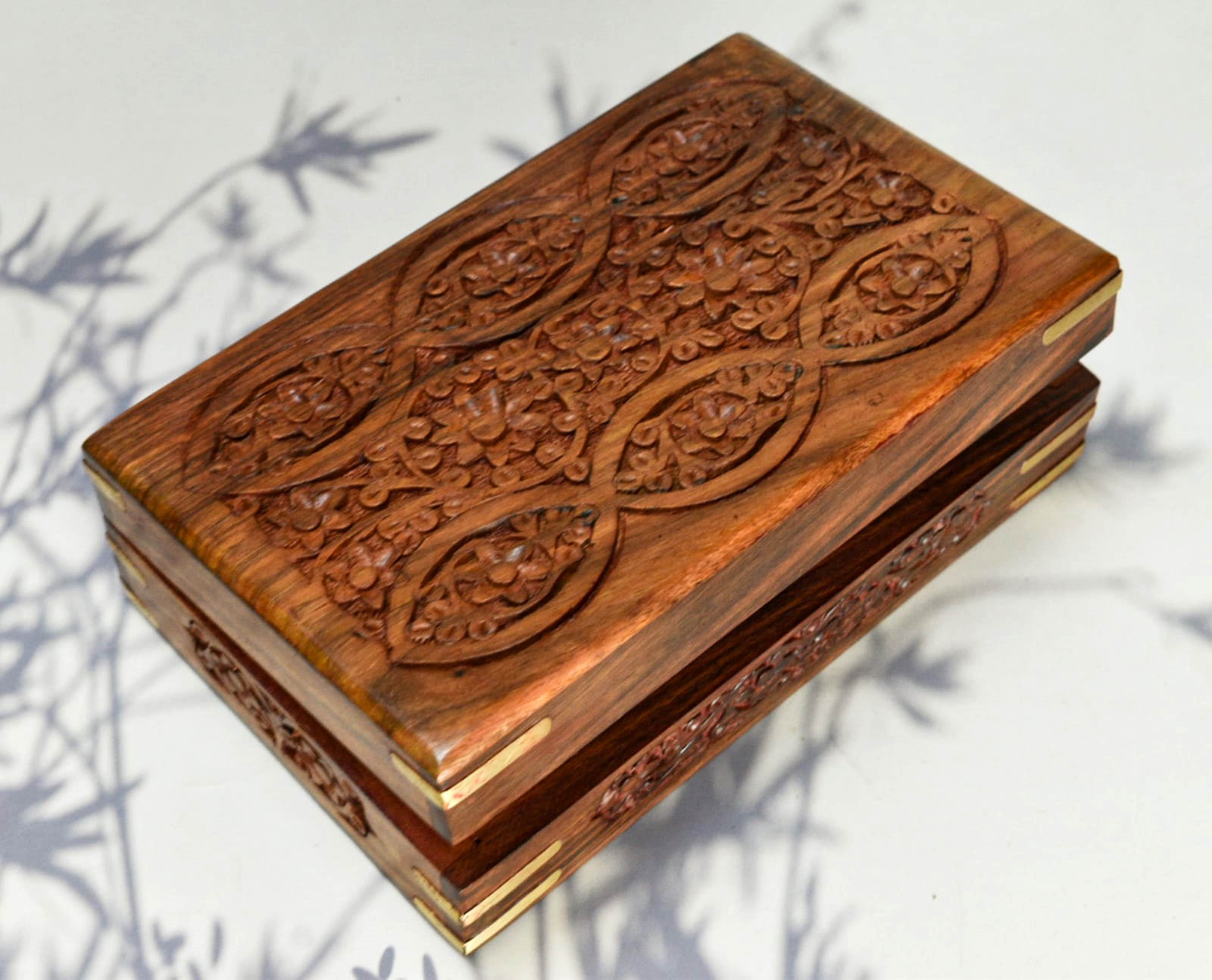 India House Wooden Box Keepsake Storage Multi Utility Hand Carved ...