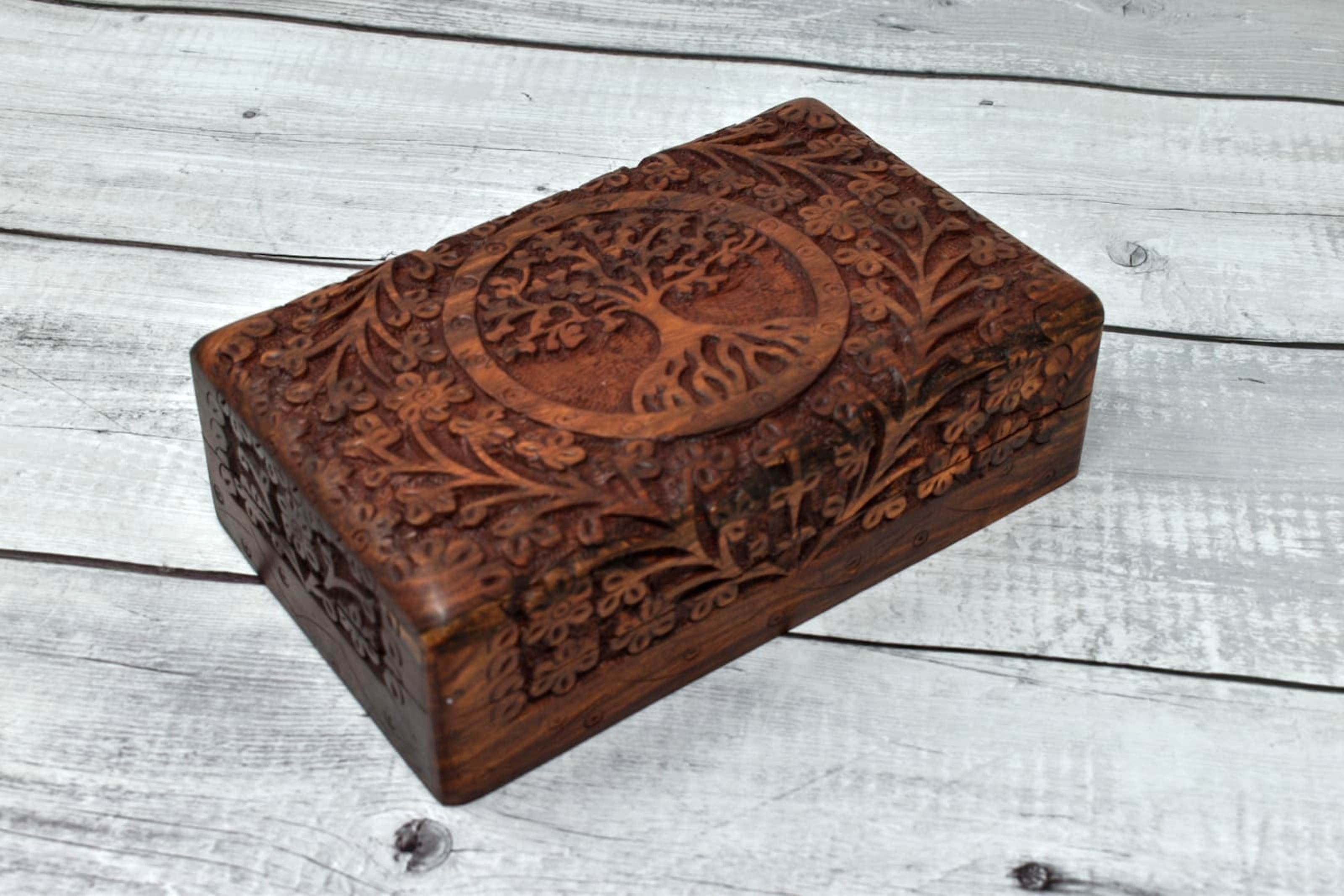 India House Wooden Box Keepsake Storage Multi Utility Hand Carved ...