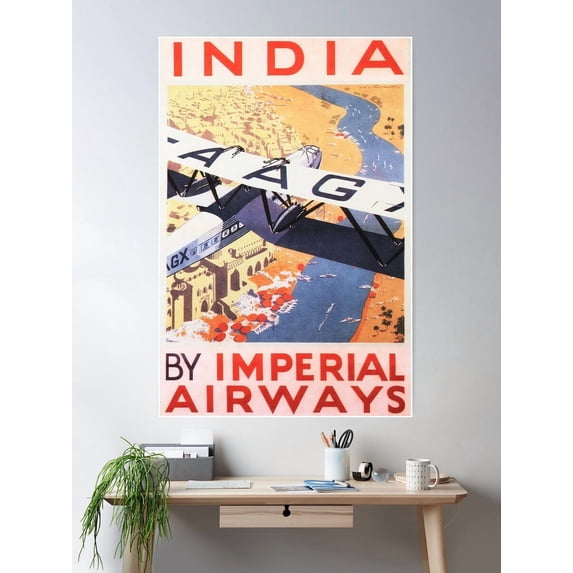 India Imperial Airways Advertisement British Airline Vintage Airplane ...