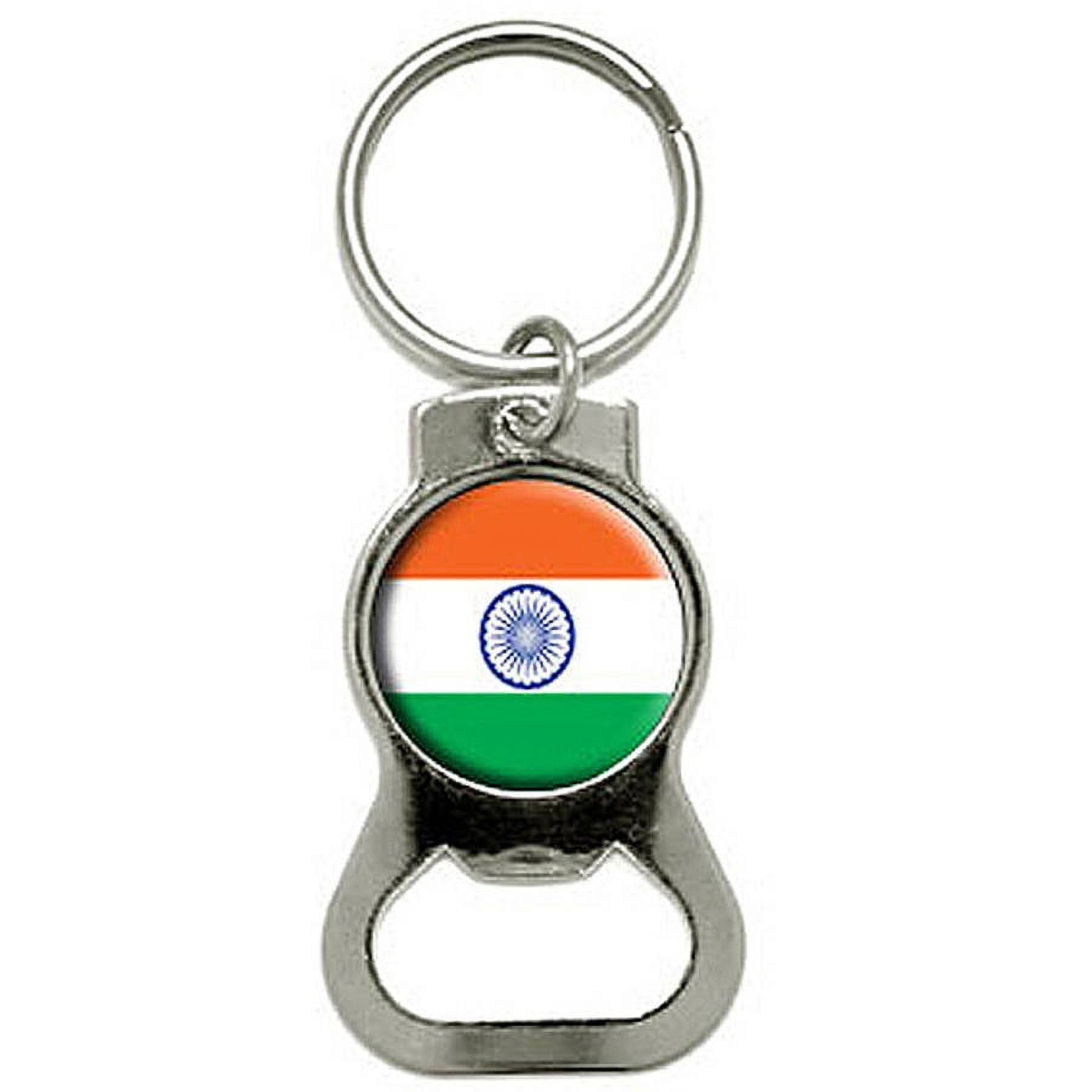 India Indian Flag Bottle Cap Opener Keychain Ring - Walmart.com