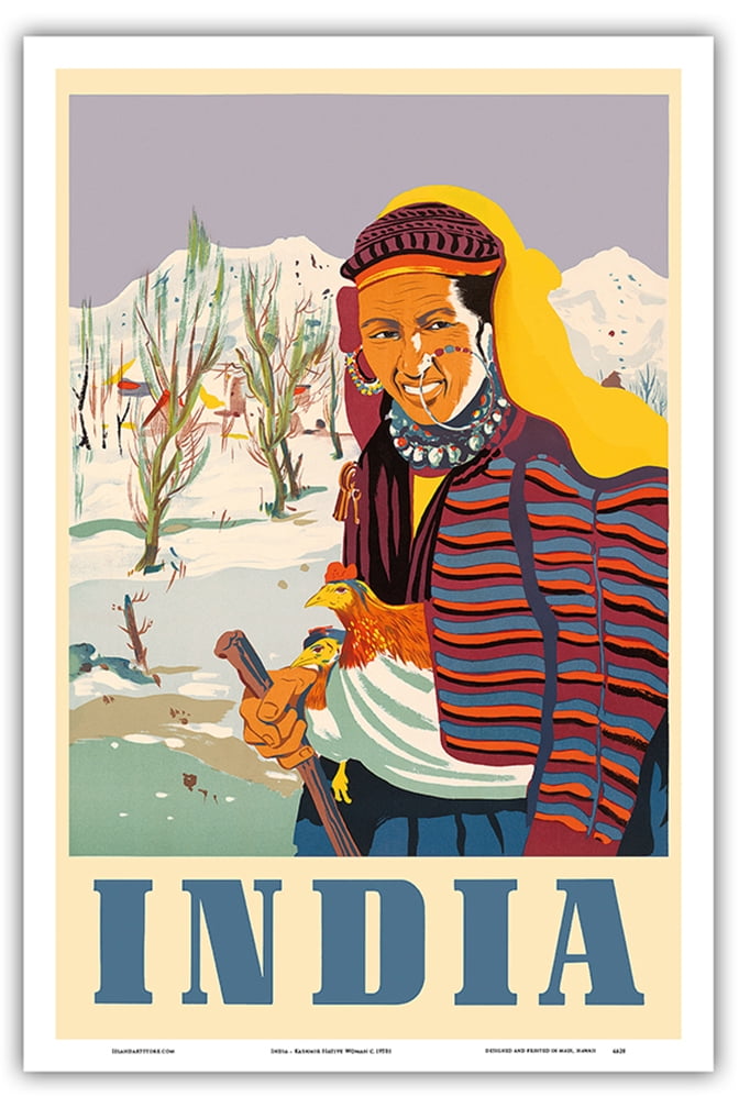 India - Kashmir Native Woman - Vintage Travel Poster c.1950s - Master ...