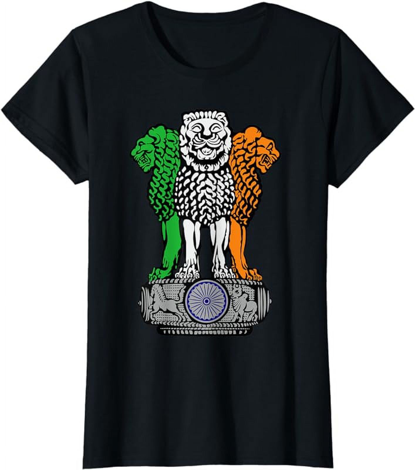 India Lion Emblem Indian Lion of Sarnath Indian Patriot T-Shirt ...