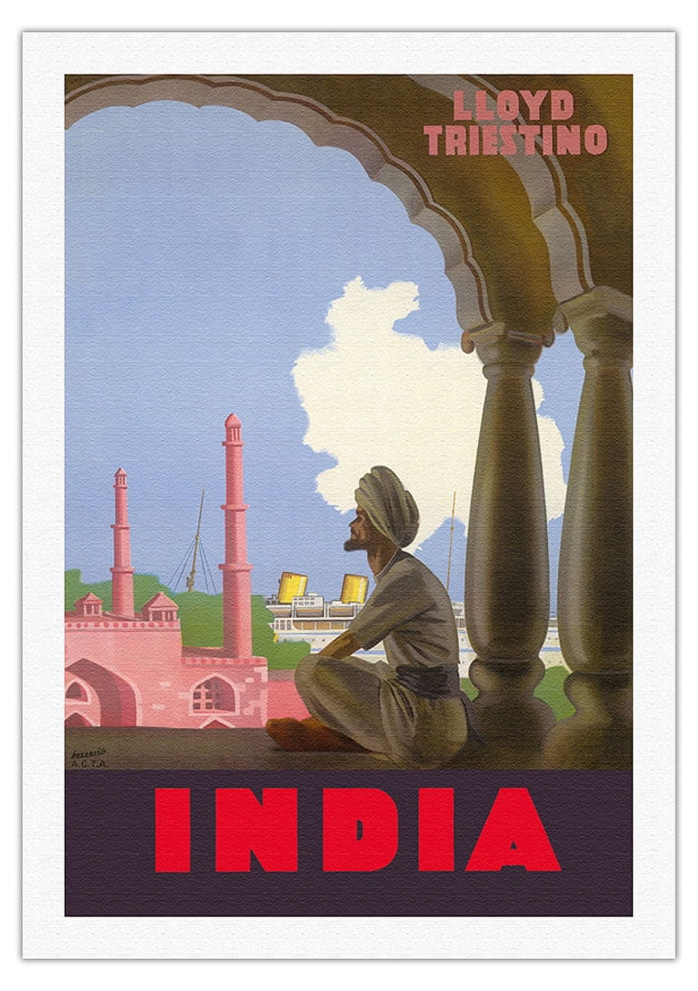 India - Lloyd Triestino Italian Shipping Company - Vintage Ocean Liner ...