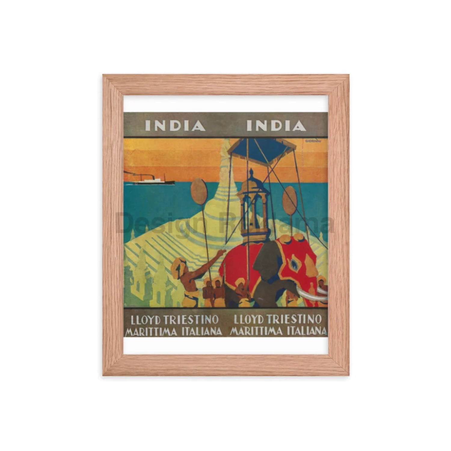 India Lloyd Triestino Marittima Italiana, 1931. Framed Vintage Travel ...