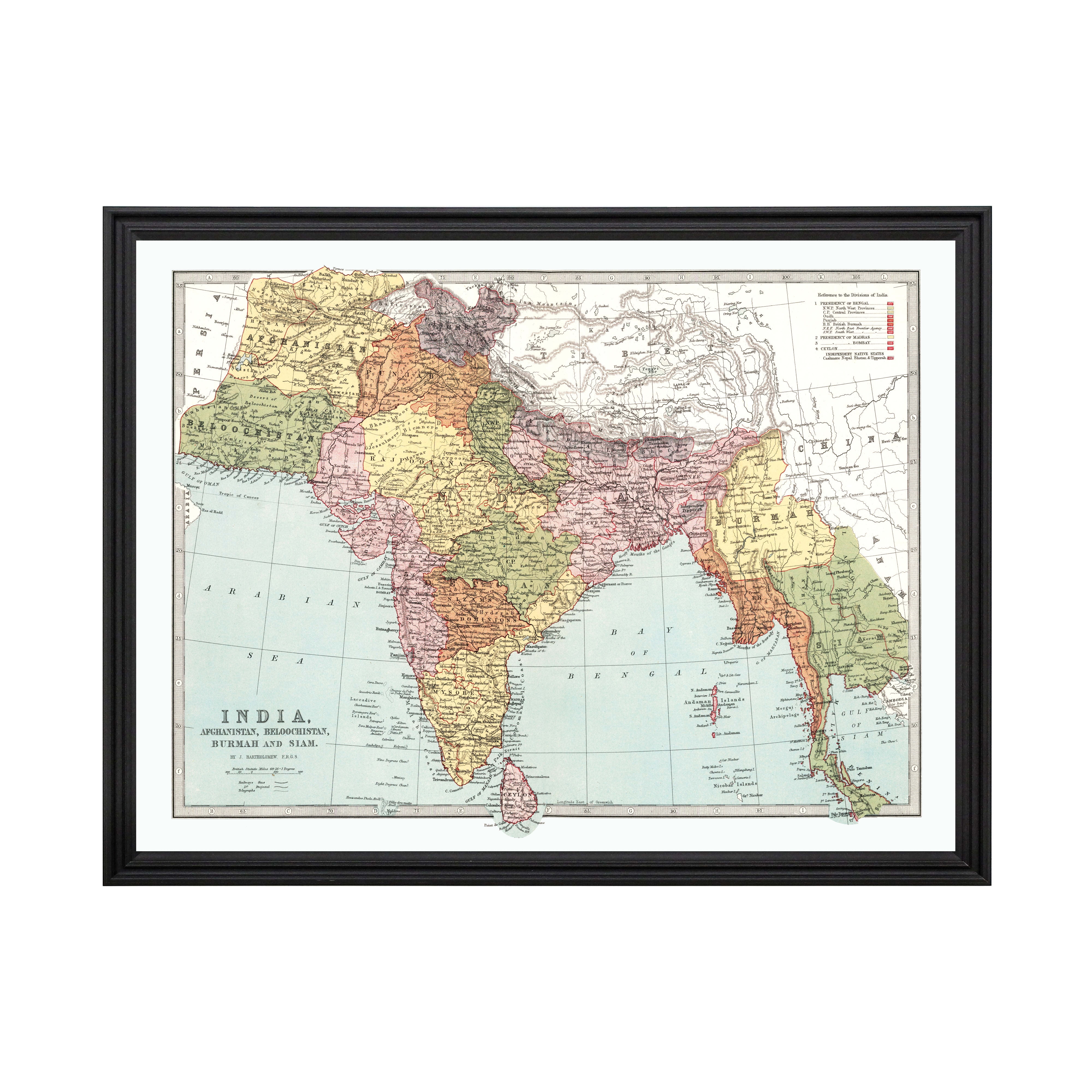India Map, 1871 Vintage Map of India History Wall Decor Gift, Old India ...