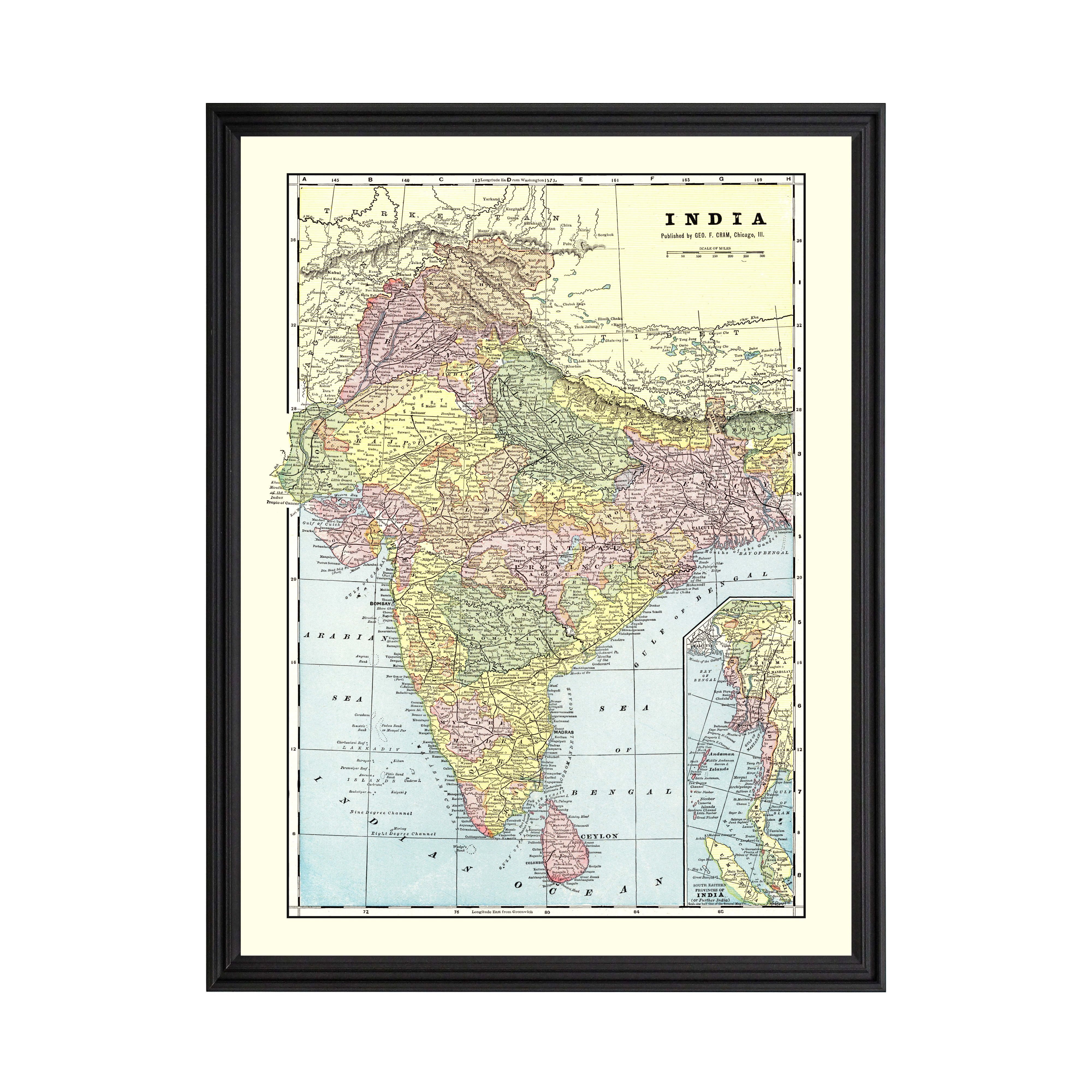India Map, 1901 Vintage Map of India History Wall Decor Gift, Old India ...