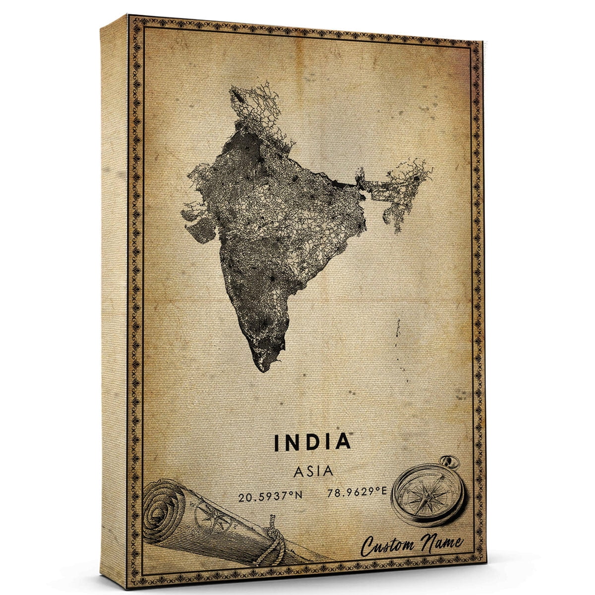 India Map Poster, India road Map Art Poster, Canvas,, India Map Canvas ...