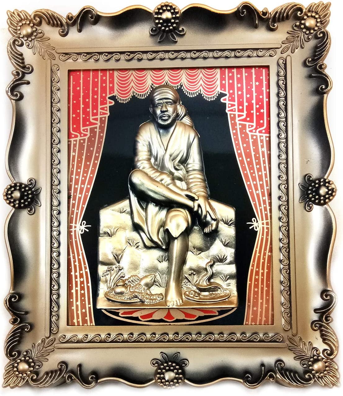 India Meets India 3D Lord Sai Baba Framed Wall Hanging 13x11 Inch by ...