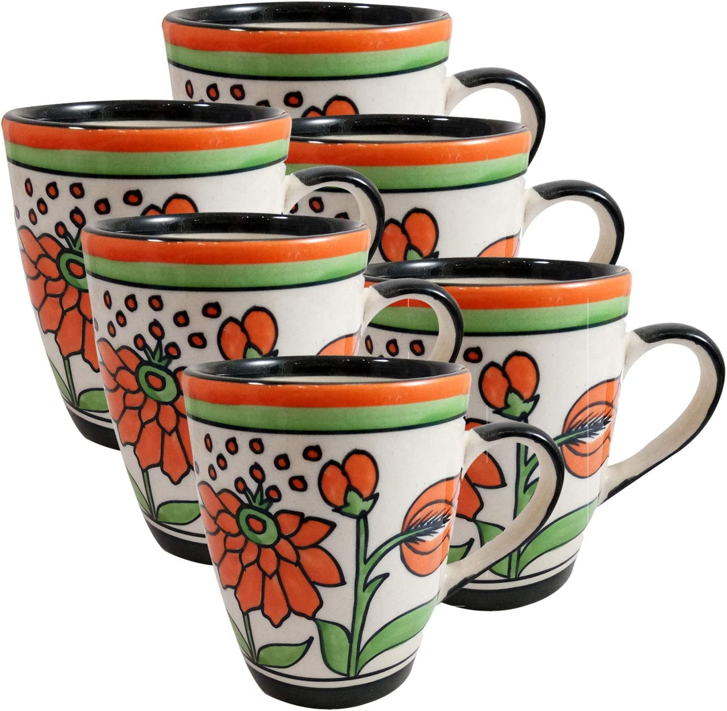 India Meets India Coffee Mug/Cup Ceramic Set of 6 Handmade | Khurja ...