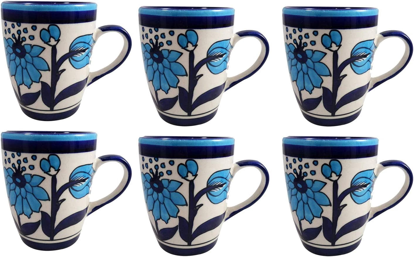 India Meets India Coffee Mug/Cup Ceramic Set of 6 Handmade | Khurja ...
